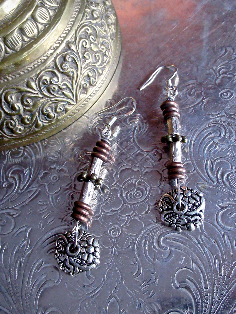 AOAK Silver,Copper and Bronze Long Dangle Earrings – Deborah Garner ...