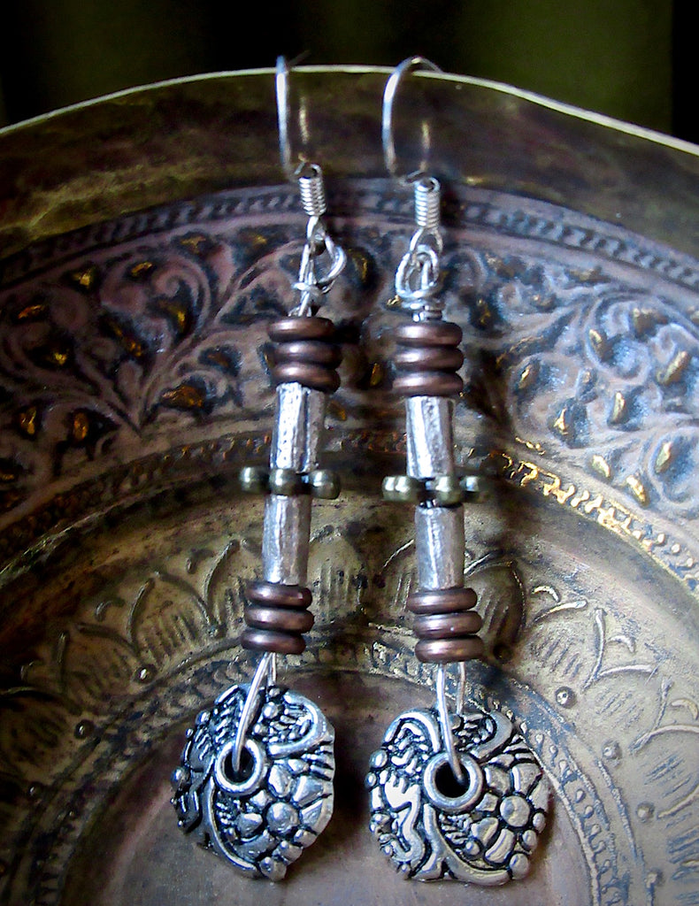 AOAK Silver,Copper and Bronze Long Dangle Earrings – Deborah Garner ...