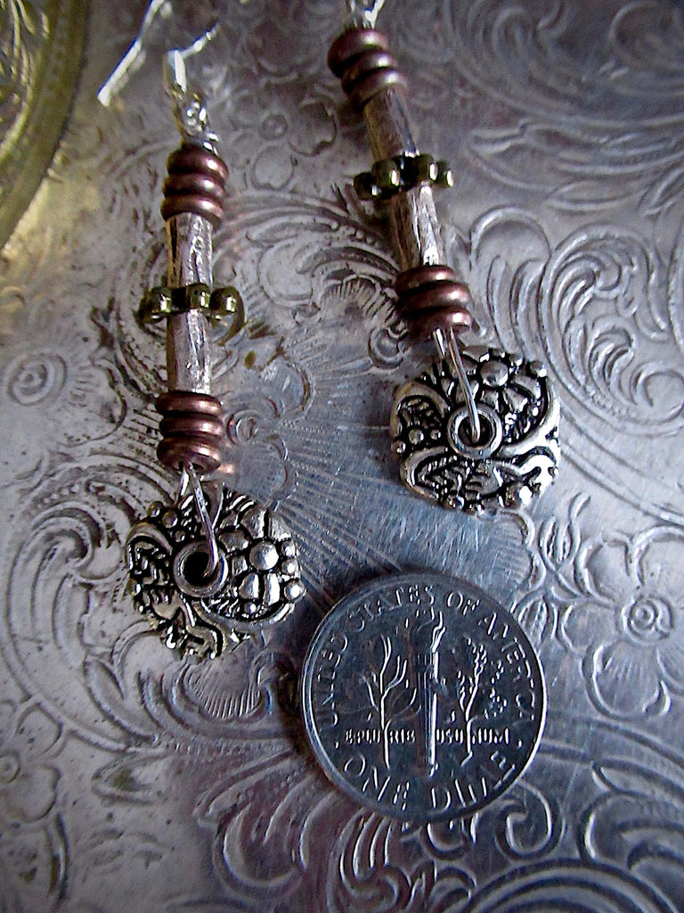 AOAK Silver,Copper and Bronze Long Dangle Earrings – Deborah Garner ...