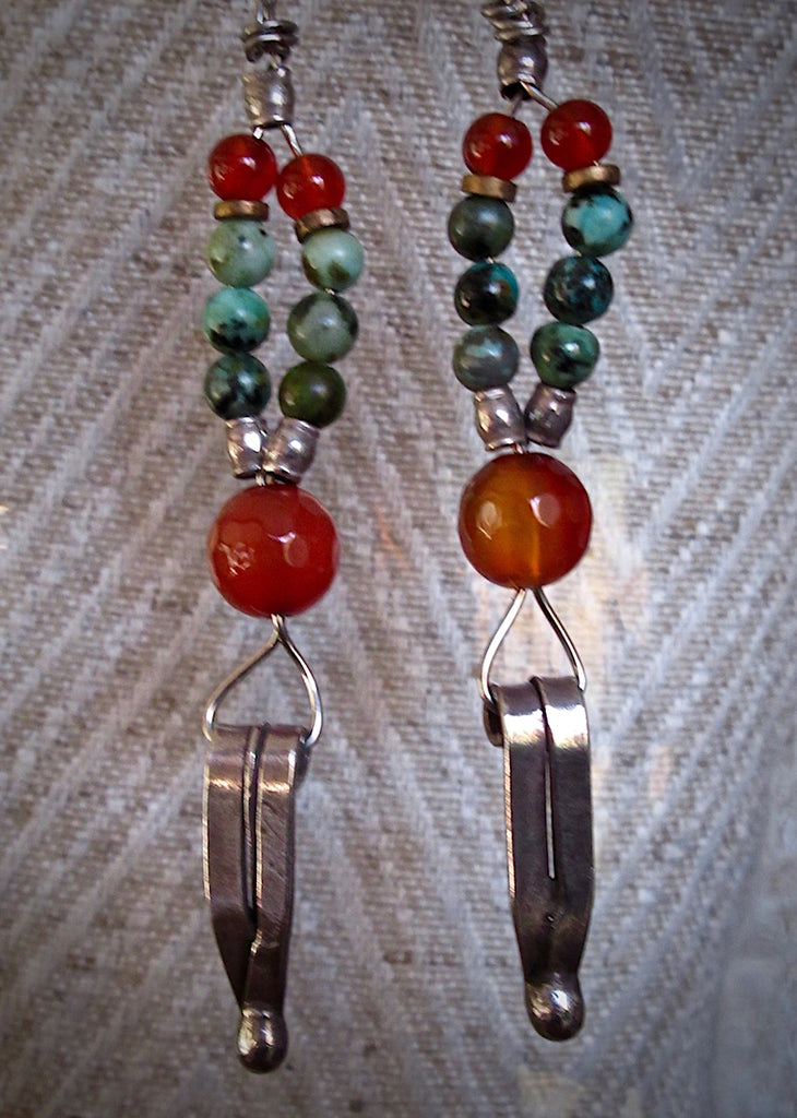 Distinctive Carnelian,Turquoise and Tribal Silver Earrings – Deborah ...